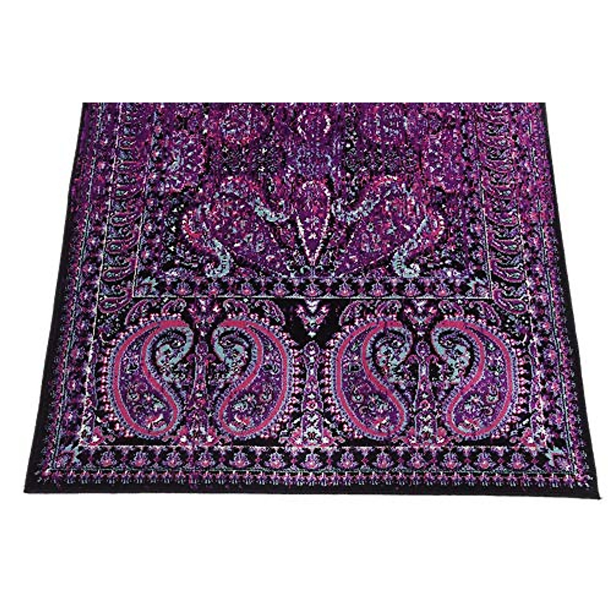 Unique Loom Imperial Collection Paisley, Distressed, Border, Vintage, Modern, Abstract Area Rug, 3 ft x 9 ft 10 in, Lilac/Black
