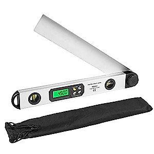 16 inch/40cm Aluminum Digital Angle Finder Built-in Bubble Vials, XUNTOP Digital Protractor 0-225° with Large Backlit Display Ideal for Interior Designer Carpenter Woodworker