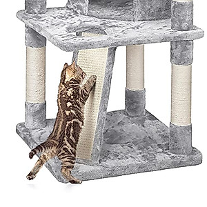 Yaheetech 68.5in Multi-Level Cat Tree Large Cat Tower with Sisal-Covered Scratching Board & Scratching Posts, Cozy Perches, Stable Cat Tower Cat Condo Pet Play House, Light Gray
