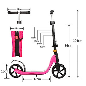 ygqtbc Mongoose Trace Foldable Kick Scooter Series, Featuring Quick-Release Adjustable Height Handlebars and Kickstand with Wheels, Multiple Colors Available (Color : Blue)
