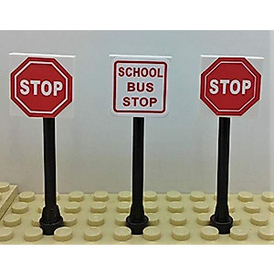 Road Signs & Traffic Lights Building Bricks Play Set Toys Living Traffic Toy Signs for Kids-Building Toys City Street Village, 7 Piece Educational Learning Gift