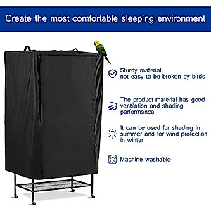 POPETPOP Mesh Birds Cage Seed Catcher + Universal Washable Bird Cage Cover (Black)
