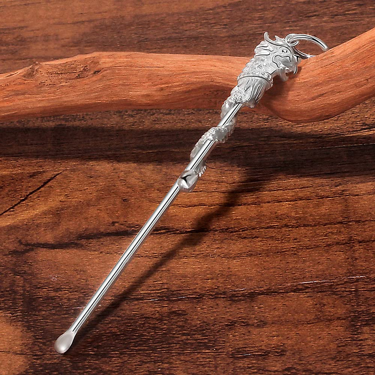 JKJF 6 Pcs Mini Snuff Spoon Tiny Powder Spoon Scoops Mini Retro Spoon Shovel Mini Spoon Keychain Pendant Charms Necklace Loop for Spices Sand Salts - Dragon Phoenix