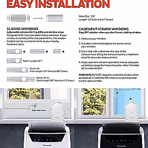 Honeywell Classic Portable Air Conditioner with Dehumidifier & Fan, Cools Rooms Up to 500 Sq. Ft., Black
