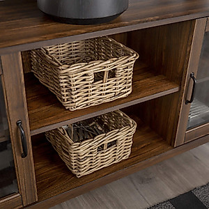 Walker Edison Tall Wood Universal TV Stand with Open Storage For TV's up to 58" Flat Screen Living Room Storage Entertainment Center, 52 Inch, White Oak