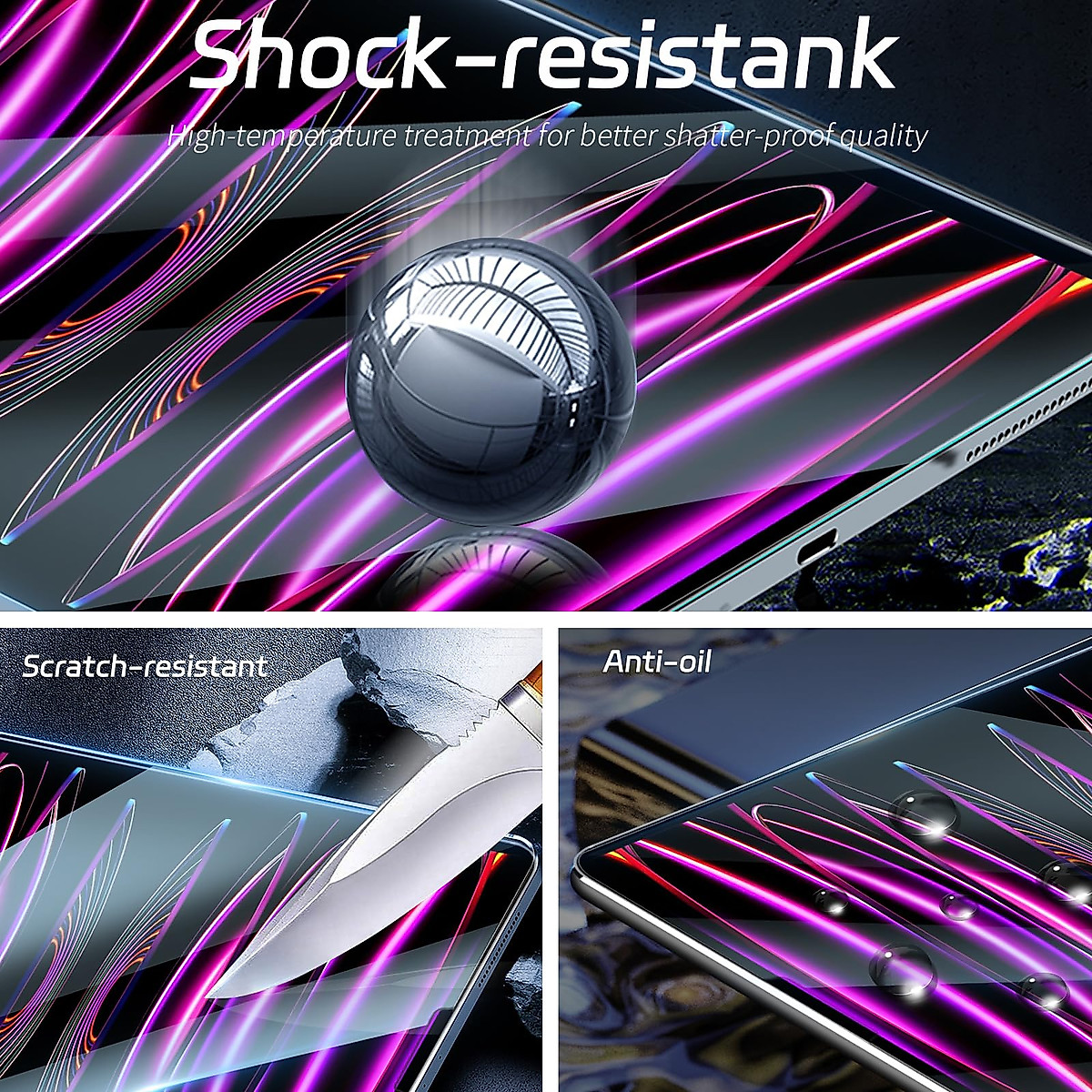 ZenRich [2Pack] Tempered Glass Screen Protector for iPad Pro 12.9 inch (6th/5th/4th/3rd Generation) with [Anti Blue Light] [Anti-Glare] 9H Hardness/Bubble Free/Case Friendly/Pencil Compatible