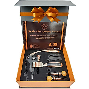Manual Rabbit Wine Opener [2023 Upgraded] NOBLESIP. Easily Removes Natural and Synthetic Corks. Lever corkscrew, the Wine Enthusiasts Choice. Designer Gift Box. Improved rabbit opener (Bronze Single)