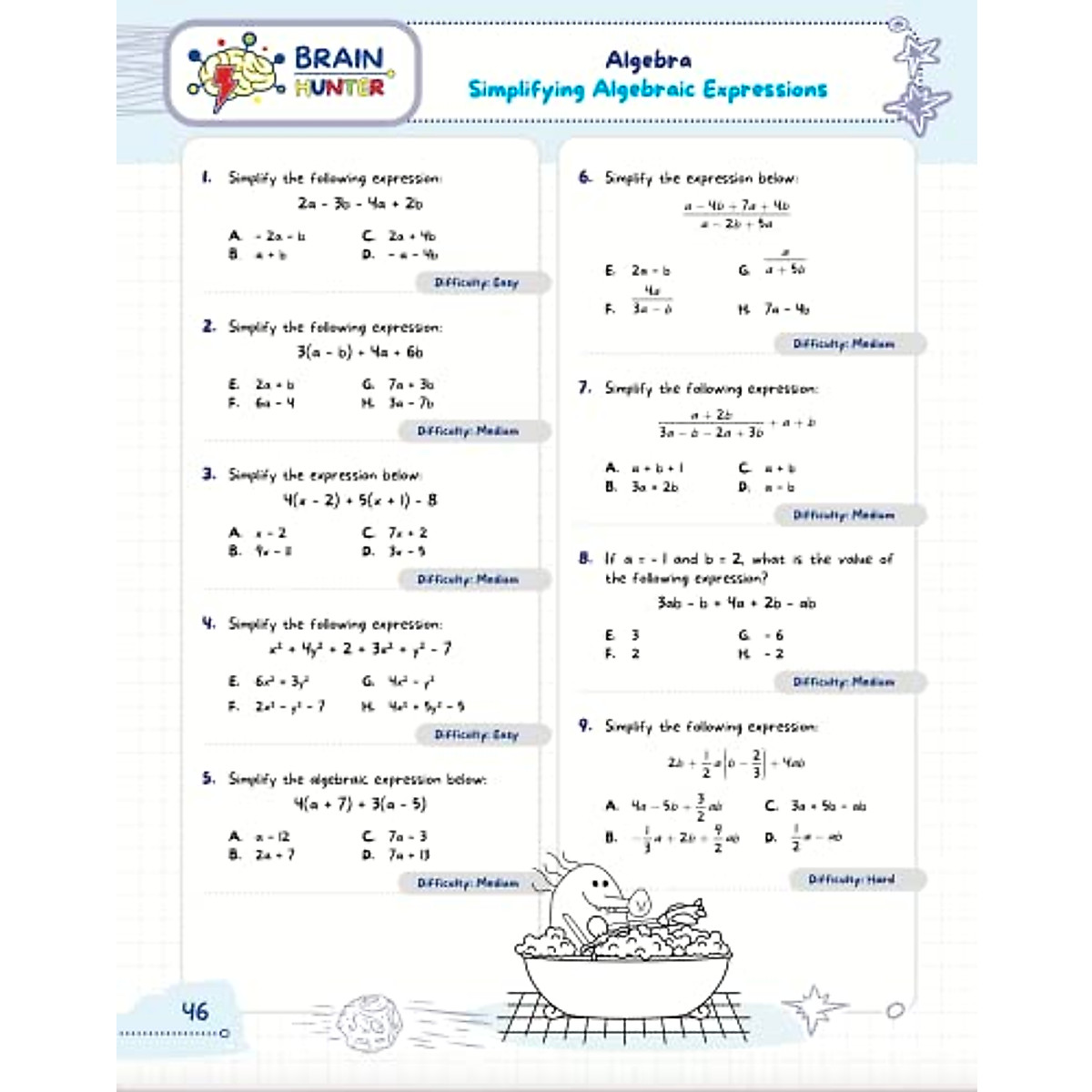 Math Practice Workbook Grades 6-8: 1000+ Questions You Need to Kill in Middle School by Brain Hunter Prep (Arithmetic, Algebra, Geometry, Measurement, ... more in Kill It Series by Brain Hunter Prep)
