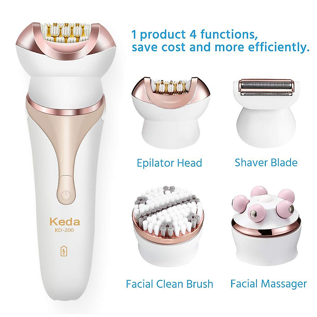 Electrical Shaver for Women,OOCOME Epilator Rechargeable Waterproof Bikini Trimmer Lady Electric Shave & Hair Removal ,4 in 1Cordless Wet & Dry Multi-Function Beauty Kits