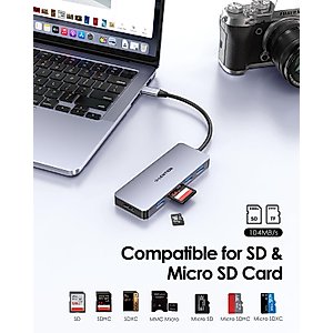 LENTION USB C Hub with 4K HDMI, 3 USB 3.0, SD/Micro SD Card Reader Compatible 2023-2016 MacBook Pro, New Mac Air/Surface, Stable Driver Certified Multi-Port Adapter (CB-C18, Space Gray)