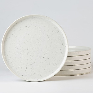 famiware Nebula 6 Pieces Dinner Plates, 10.2 inch Plates Set, Scratch Resistant, Stoneware Dinnerware, Kitchen Modern Rustic Dishes, White