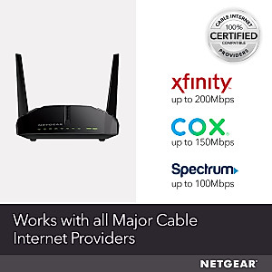 NETGEAR Cable Modem WiFi Router Combo C6220 - Compatible With All Cable Providers Including Xfinity by Comcast, Spectrum, Cox | For Cable Plans Up to 200 Mbps | AC1200 WiFi Speed | DOCSIS 3.0
