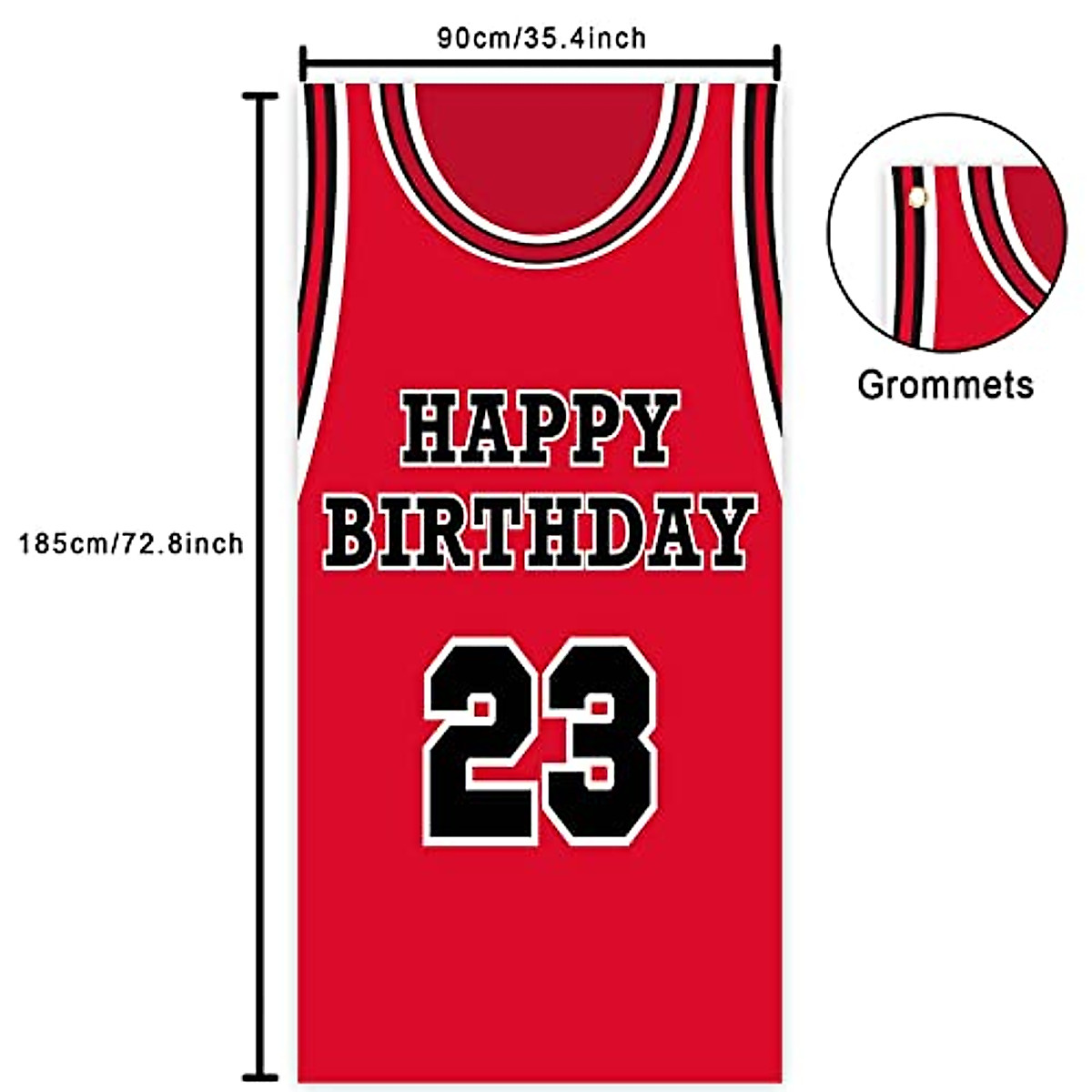 Happy Birthday 23 Banner Backdrop Background Red Basketball Star Player Sports Theme Decor for Man Boy 1st Birthday Party Baby Shower Photo Booth Props Favors Supplies Decorations