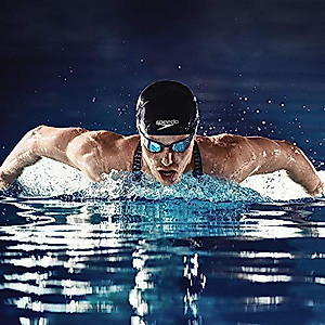 Speedo Unisex-Adult Swim Cap Silicone Aqua V,Speedo Black,Large