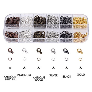 CROFOYO 6 Colors 930 pcs Jewelry Findings Kit Nickel-Free with 12mm Lobster Clasps and 5mm Open Jump Rings for DIY Craft Necklace Bracelet Jewelry Making