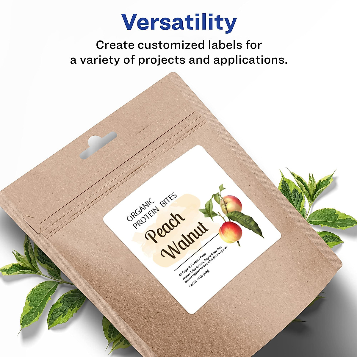 Avery Matte White Square Labels with Sure Feed, 4" x 4", 100 Matte White Printable Labels