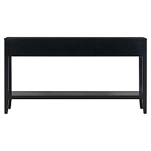 VilroCaz Modern Console Table Sofa Table with 3-Drawer and 1 Bottom Shelf, 59'' Long Solid Wood Sideboard Entrance Table for Entryway Hallway Living Room Foyer Corridor (Black-P1)