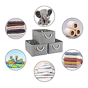 Foldable Storage Baskets for Organizing Sturdy Fabric Storage Bins for Shelves Storage Box with Handle for Home as Toy Clothes Storage (15.7x11.8x7.8 in)(Gray 3PCS)