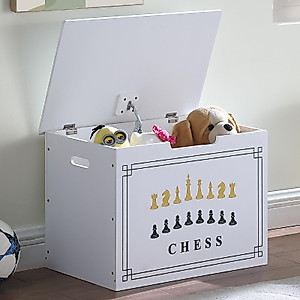 Pierybyt Wooden Storage Chest, White, 23.6" x 15" x 16.7"，Storage Chest With Safety Hinges，For Organize and Store Your Child's Toys ，Item Storage, Playroom Storage.