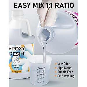 INCLY 2 Gallon Crystal Clear Epoxy Resin Kit, High Gloss & Bubbles Free Resin Supplies Coating & Casting Resin for Table Top, Countertop, River Table,Wood, Jewelry Making, Art Craft, Self Leveling 1:1