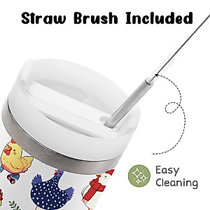 Chicken Gifts for Women Girls, Chickens Tumbler with Handle and Straw for Kids 14oz, Chicken Owners Gifts Ideas, Birthday Gift for Chickens Lovers