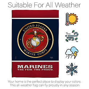 Breeze Decor Proud Marine Corps Garden Flag Set Mailbox Hanger Armed Forces USMC Semper Fi United State American Military Veteran Retire Official House Banner Small Yard Gift Double-Sided, Made In USA