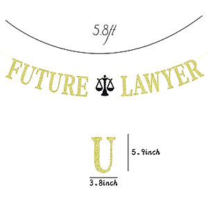 Gold Glitter Future Lawyer Banner - Congrats Lawyer Graduation Bunting Sign - Law School Grad Party Decorations Supplies - Graduation Party Backdrop