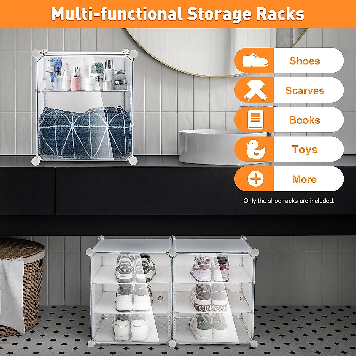 CHALIGHT 12-Tier Shoe Rack - 72 Pairs Shoe Storage Organizer - Stackable, Portable Cabinet (3-Tier Box x 12)