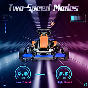 Kidzone 24V Battery Powered Ride On Toy Licensed McLaren MCL35 (F1) Electric Race Pedal Go Kart with 2 Speeds, Sound System, LED Light & Racing Flag, for Ages 6 and Older