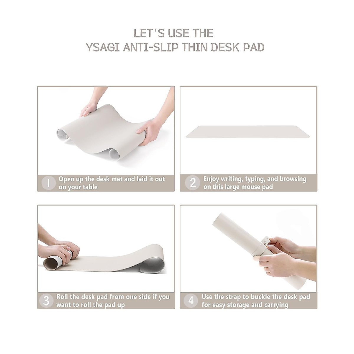 Non-Slip Desk Pad, Waterproof PVC Leather Desk Table Protector, Ultra Thin Large Mouse Pad, Easy Clean Laptop Desk Writing Mat for Office Work/Home/Decor(Apricot Gray, 35.4" x 17")