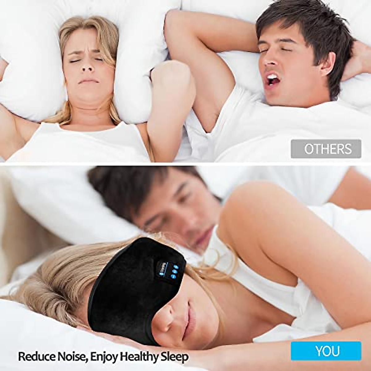 Sleep Headphones Music Sleep Eye Mask,Upgraded Travel Sleeping Headset,Sleep Eye Shades Built-in Speakers Microphone Washable (Black)