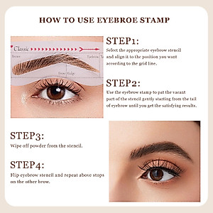 G G Colors Eyebrow Stamp Stencil Kit - Eye Brow Stamping Kit, One Step Brow Trio Stamp Kit, Eyebrow Powder with 10 Reusable Eyebrow Stencils Kit