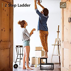 Wooden Step Stools for Adults Kids, Kitchen Step Stools, Heavy Duty 2 Step Stool, Bed Steps for High Beds for Adults, Foot Stool, Bathroom Stools, Hold Up to 500Lb
