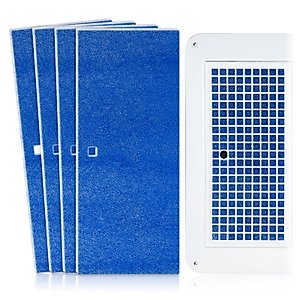 luxlead 6” x 14” RV AC Filter Air Filter Unit Compatible with Coleman Mach Air Conditioner - 4 Pack Replacement RV Filter Merv 6 AC Unit with Center Square Hole for Camper Motorhome Grille Vent, Blue
