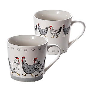 SPOTTED DOG GIFT COMPANY Chicken Coffee Mug Set of 4, Tea Mugs Cups 13oz Ceramic Porcelain China, Chicken Gifts for Chicken Lovers Women Men