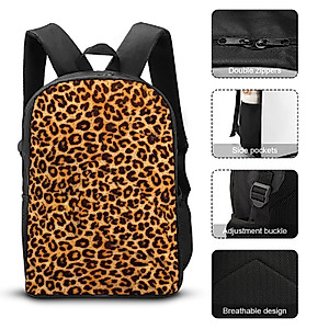 Animal Leopard Print Travel Backpack Casual 17 Inch Large Daypack Shoulder Bag with Adjustable Shoulder Straps