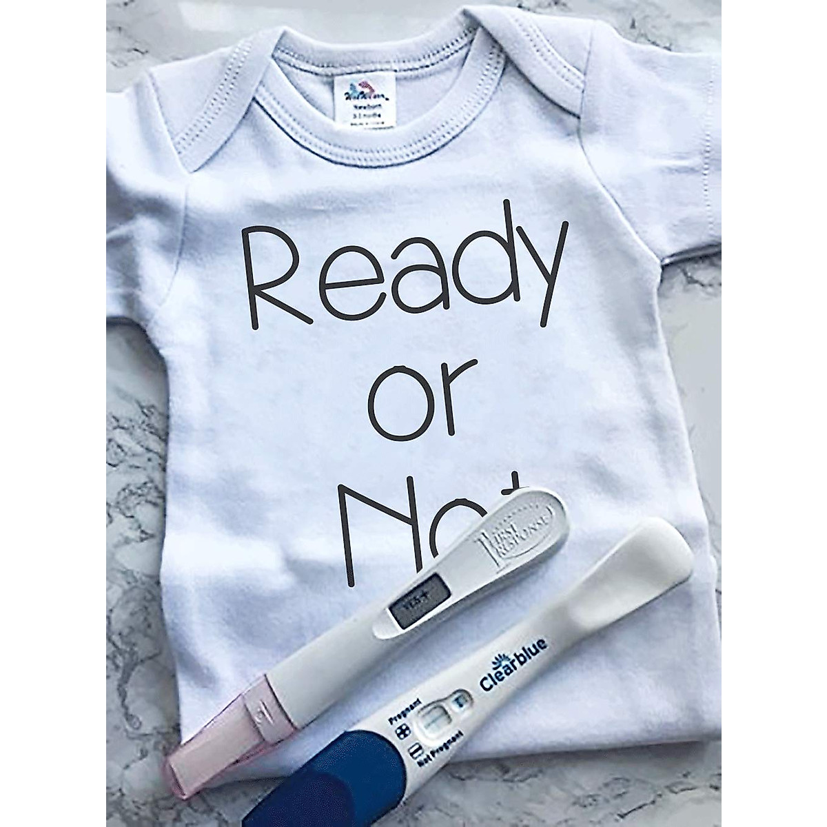 7 ate 9 Apparel Ready or Not Pregnancy Announcement Onepiece 0-3 Months