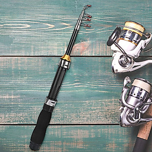 Telescopic Fishing Rod, Lightweight Reel Combo Carbon Fiber Pole Portable Spinning Fishings Gear Set Stainless Steel Spinning Reel Tools Gifts for Father Men Beginner Travel Sea Saltwater Freshwater