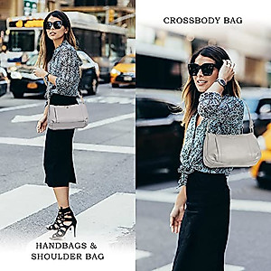 AMELIE GALANTI Small Crossbody Bag purse for Women,leather Shoulder handbag with Adjustable Strap (1706-GRAY)