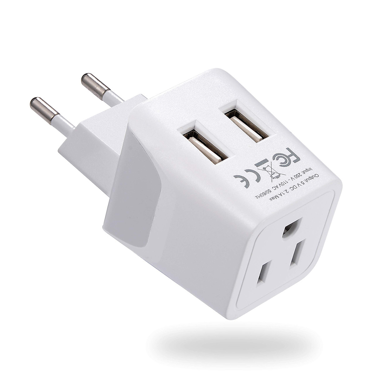 Ceptics Turkey, Egypt, Iceland Travel Adapter Plug with Dual USB - Type C - Europe - Usa Input - Light Weight - Perfect for Cell Phones, Chargers, Cameras and More