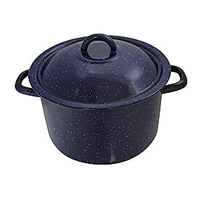 IMUSA USA 4-Quart Blue Speckled Enamel Stock Pot with Lid