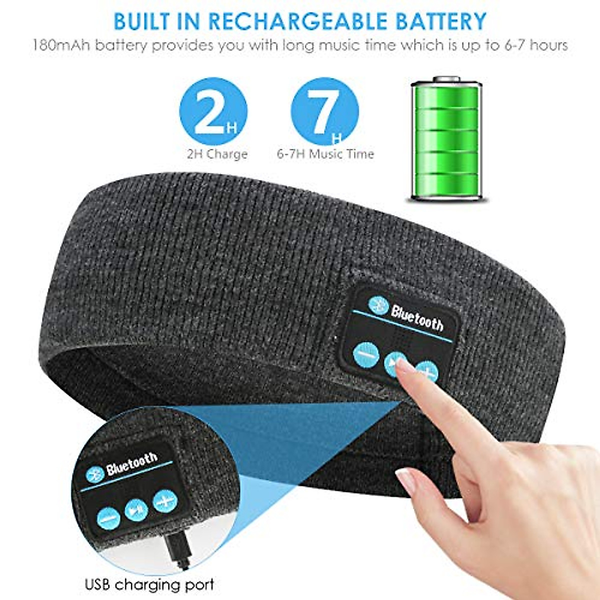 Sleeping Headband Bluetooth Wireless Headphones with Mic, Sleeping Headphones Music Headband, Ultra-Soft Headband for Side Sleepers Workout Running Jogging