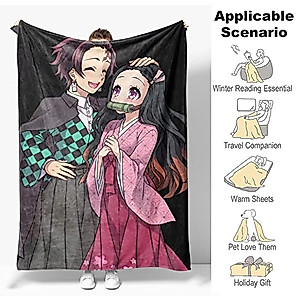 ANBP Kids Adult De-mon Sl-Ayer Soft Plush Flannel Fleece Blanket Anime Blanket Air-Condition Throw Blanket for Couch Bedding Sofa Living Room 50"x40"
