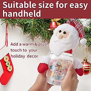 ZCONIEY 2 in 1 Christmas Candy Jars, Home Holiday Decor, Clear Plastic Cookie Jar with Snowman Doll, Sweet Gift Box Bottle Holder