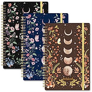 Spiral Notebook - 3 Pack A5 Notebooks Spiral Bound with Back Pocket, Lined Journal Notebook, Spiral Journal for Women, 5.7" x 8.4", 160 Pages, College Ruled Writing Notebook, 100gsm Paper, for Office & School