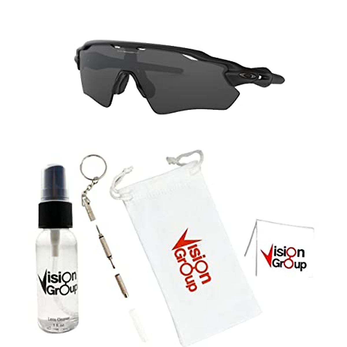 Oakley OO9208 Radar Ev Path Sunglasses+ Vision Group Accessories Bundle, mens(Matte Black/ Grey (920812)