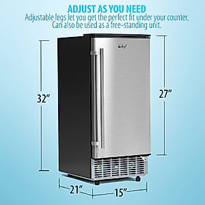 Deco Chef Under Counter Ice Maker, Makes 80lb Restaurant Quality Sheet Ice Cubes Per Day, Stores up to 24lbs, Automatic Drainage, Installation Kit Included