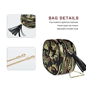 ALAZA Green Camo Camouflage PU Leather Small Women Crossbody Shoulder Bag Purse Wallet with Adjustable Chain Strap