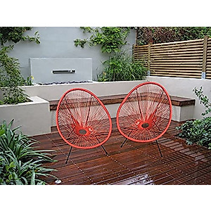 Kingmys Acapulco Woven Lounge Chair for Indoor and Outdoor Use (2PC Red)