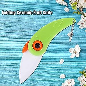 TOPINCN Ceramic Paring Knife Mini Kitchen Fruits Vegetable Ceramic Folding Handle Pocket Knife Camping Knives Cutting Tools 4 Colors (Green)